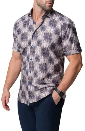 MACEOO Galileo Puddle Stretch Short Sleeve Button-up Shirt