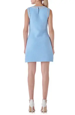 Endless Rose Chain Trim Sweater Dress - Blue