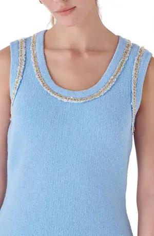 Endless Rose Chain Trim Sweater Dress - Blue