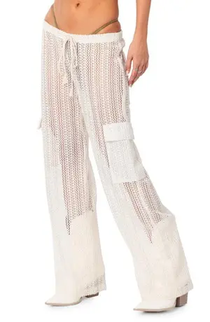 EDIKTED Ines Sheer Lace Cover-up Cargo Pants