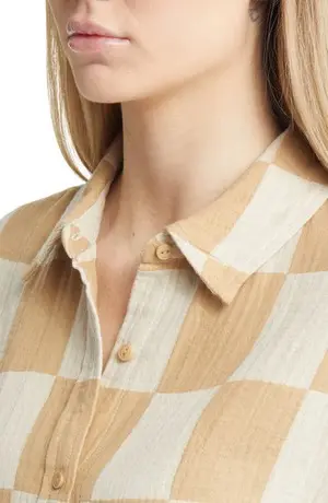 Brixton Mykonos Check Cotton Camp Shirt