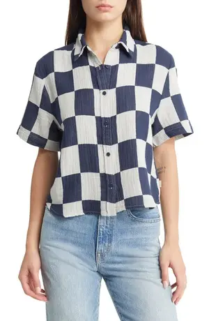 Brixton Mykonos Check Cotton Camp Shirt