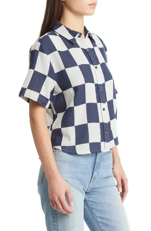 Brixton Mykonos Check Cotton Camp Shirt