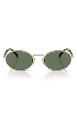 Prada 55mm Oval Sunglasses - Dark Green/ Gold
