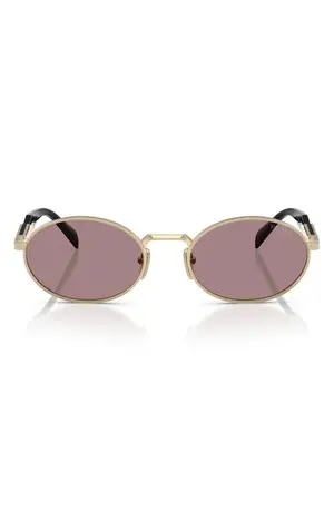 Prada 55mm Oval Sunglasses - Gold Brown