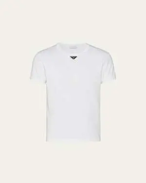 Prada T-Shirt With Enameled Triangle Logo - White | Editorialist