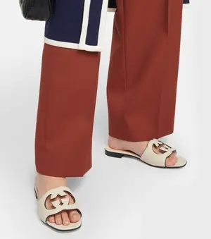 Gucci Interlocking G Cutout Leather Sandals - White