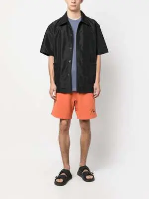Rhude Embroidered Cotton Track Shorts - Orange