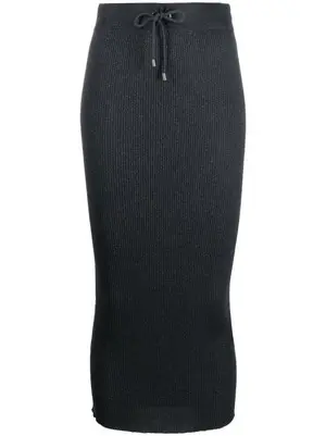 Brunello Cucinelli Ribbed-knit Midi Skirt