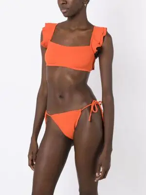 CLUBE BOSSA Malgosia Ruffle-hem Bikini Bottoms - Orange