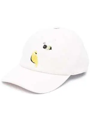 Thom Browne Corduroy Baseball Cap With Embroidered Bee Detail - Pink