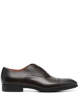 Santoni Almond-toe Leather Lace-up Shoes - Brown
