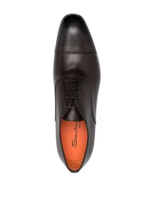 Santoni Almond-toe Leather Lace-up Shoes - Brown