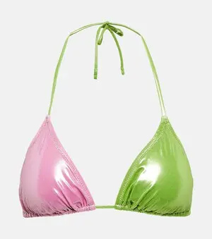 REINA OLGA Love Triangle Lamé Bikini Top - Multicoloured