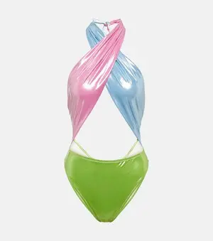 REINA OLGA Italian Stallion Lamé Swimsuit - Multicoloured