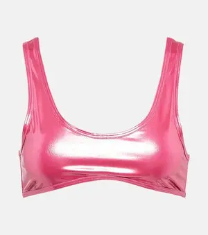 REINA OLGA Coolio Lamé Bikini Top - Pink