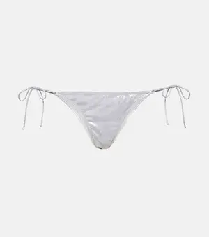 REINA OLGA Love Triangle Lamé Bikini Bottom - Silver