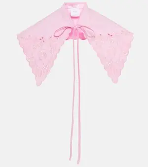 PATOU Embroidered Cotton Poplin Collar - Pink