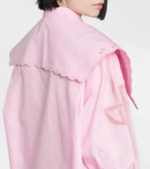 PATOU Embroidered Cotton Poplin Collar - Pink