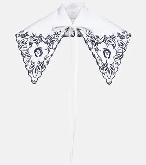 PATOU Embroidered Cotton Poplin Collar - White