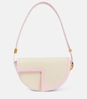PATOU Patou Le Petit Patou Medium Canvas Shoulder Bag White