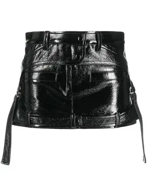 COURREGES Tie-detailed Patent Miniskirt - Black
