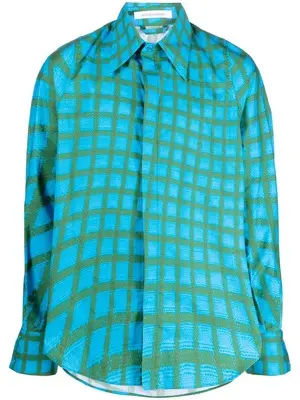 BIANCA SAUNDERS Abstract-print Cotton Shirt
