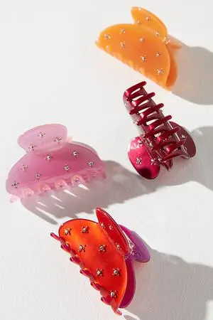 Anthropologie Crystal Embellished Hair Claw Clips, Set Of 4  display picture 1