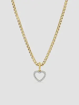 David Yurman Heart Amulet In 18k With Diamonds, 18.5mm