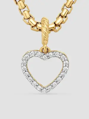 David Yurman Heart Amulet In 18k With Diamonds, 18.5mm