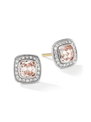David Yurman Petite Albion Stud Earrings In Sterling Silver Morganite