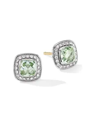 David Yurman Petite Albion Stud Earrings In Sterling Silver Prasiolite