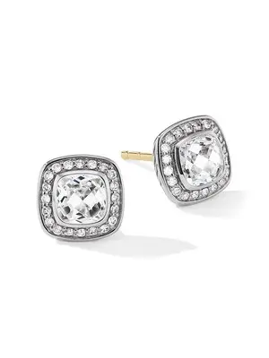 David Yurman Petite Albion Stud Earrings In Sterling Silver White Topaz