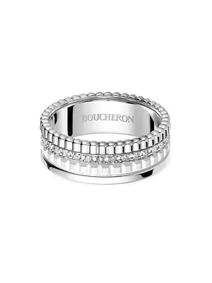 Boucheron Quatre White Edition 18k Hyceram & 0.26 Tcw Diamond Ring - White Gold