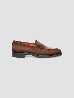 Santoni Leather Penny Loafers - Brown