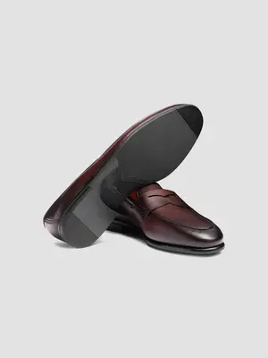 Santoni Leather Penny Loafers - Dark Brown