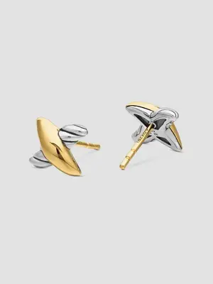 David Yurman Petite X Stud Earrings In Sterling Silver With 18k Yellow Gold, 7.5mm