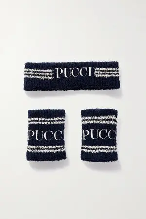 Emilio Pucci Embroidered Headband And Wristband Set - Blue
