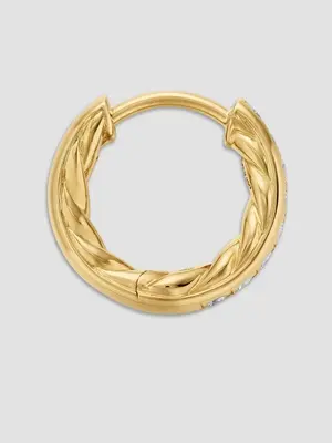 David Yurman Pavé Huggie Hoop Earrings In 18k With Diamonds, 13mm
