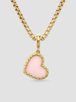 David Yurman Dy Elets Heart Amulet In 18k Yellow Gold - Pink Opal
