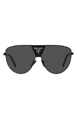 Prada 37mm Rectangular Sunglasses Black