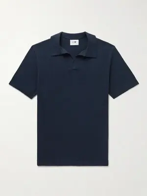 Nn07 Ryan 6311 Cotton And Linen-blend Polo Shirt - Blue