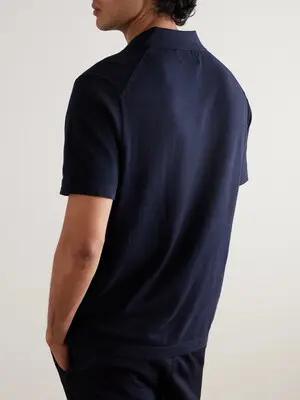 Nn07 Ryan 6311 Cotton And Linen-blend Polo Shirt - Blue