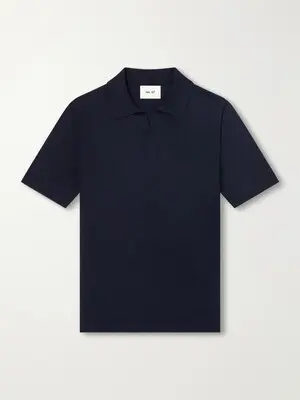 Nn07 Ryan 6311 Cotton And Linen-blend Polo Shirt - Blue