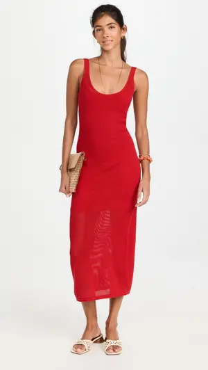 Staud Jessica Knit Dress - Ruby