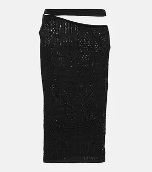 ROBERTA EINER Cutout Cotton Knit Midi Skirt