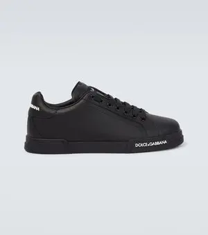 Dolce & Gabbana Logo Leather Sneakers - Black