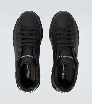 Dolce & Gabbana Logo Leather Sneakers - Black