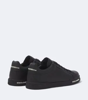 Dolce & Gabbana Logo Leather Sneakers - Black