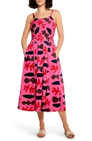 NIC+ZOE Cutout Crush Midi Fit & Flare Dress
